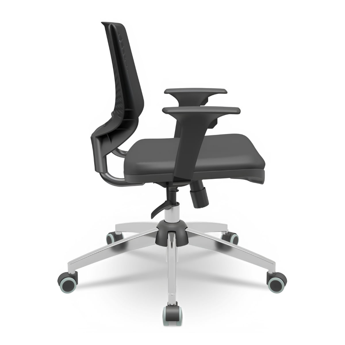 Cadeira Beezi Giratoria Couro Preto Base Cromada - Plaxmetal - Acimaq Equipamentos