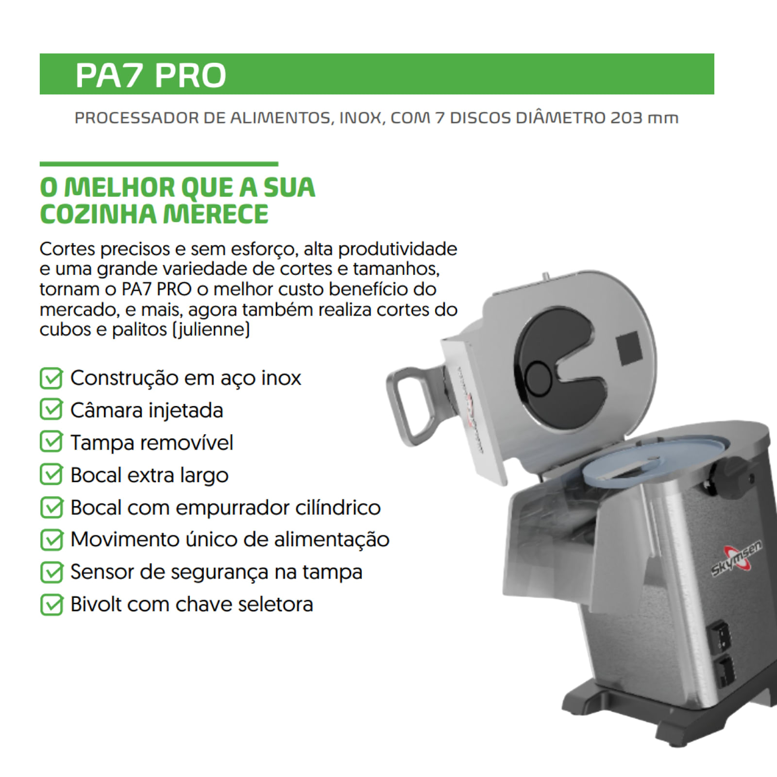 Processador De Alimentos Pa-7 Pro Com 7 Discos Bivolt - Skymsen ...